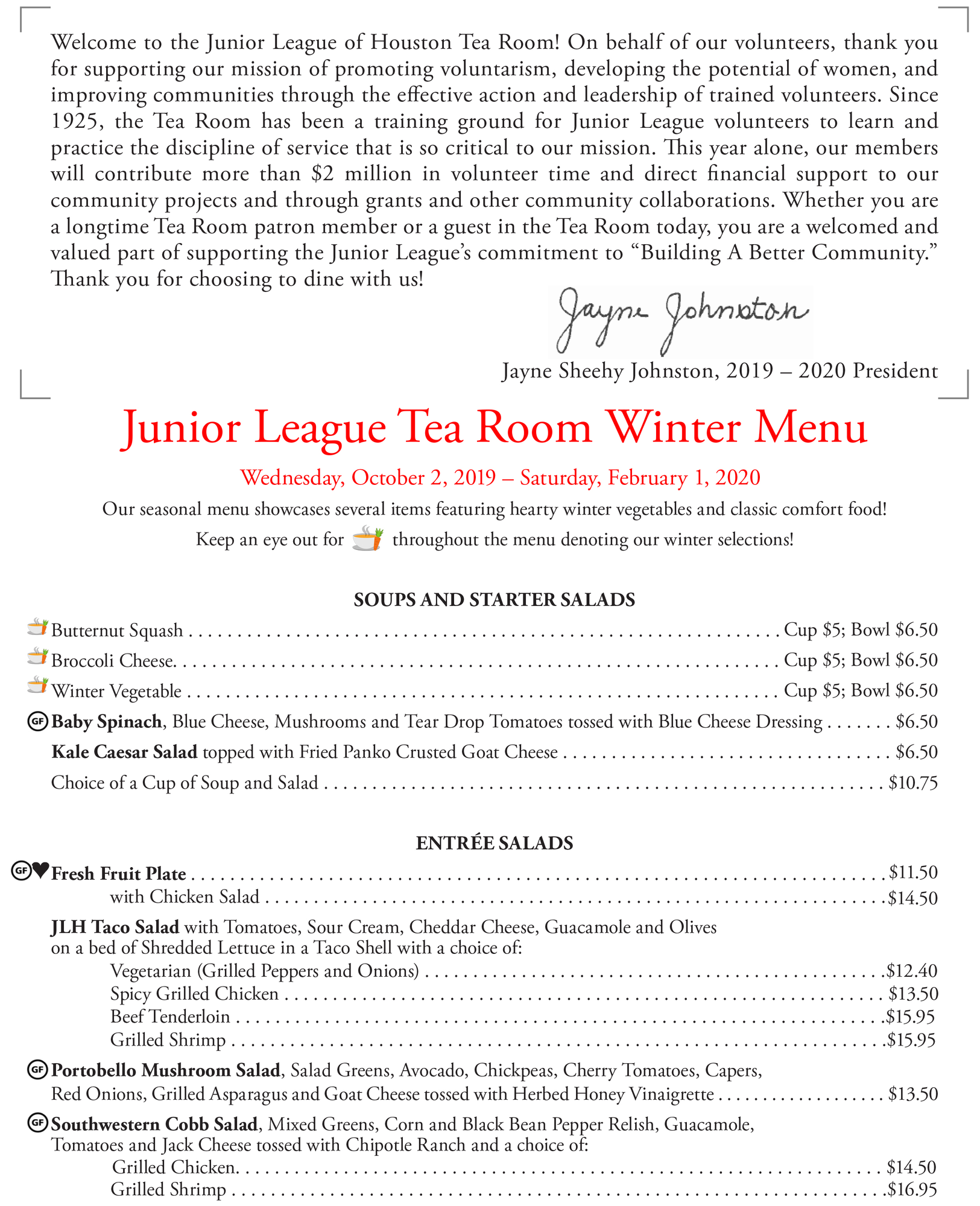 Tea Room Menu | The Junior League of Houston, Inc.