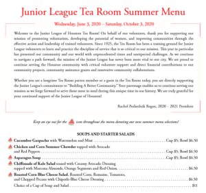 Tea Room Menu | The Junior League of Houston, Inc.